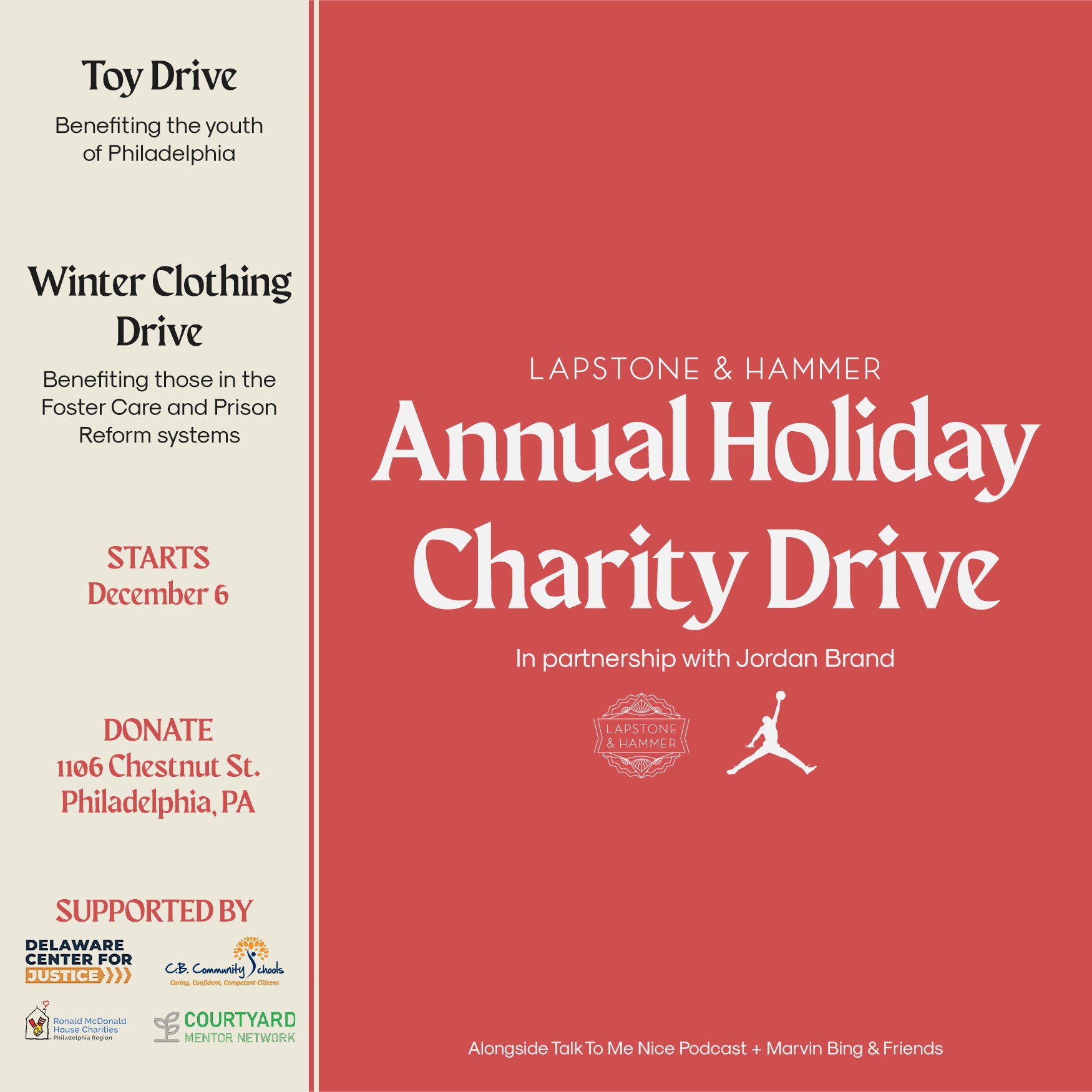 LAPSTONE & HAMMER ANNUAL HOLIDAY CHARITY DRIVE – lapstoneandhammer.com