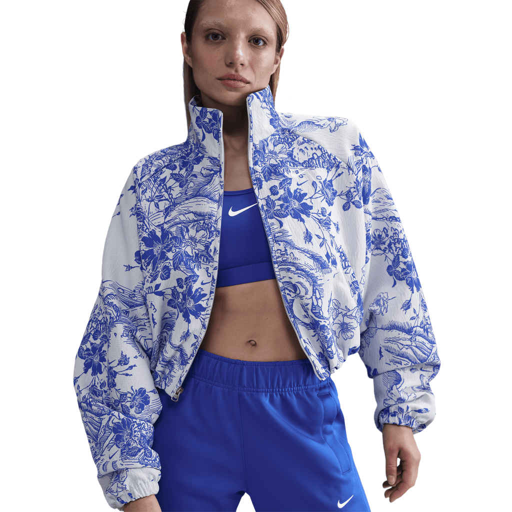 WMNS OVERSIZED JACQUARD TRACKSUIT JACKET - WHITE / HYPER ROYAL ...
