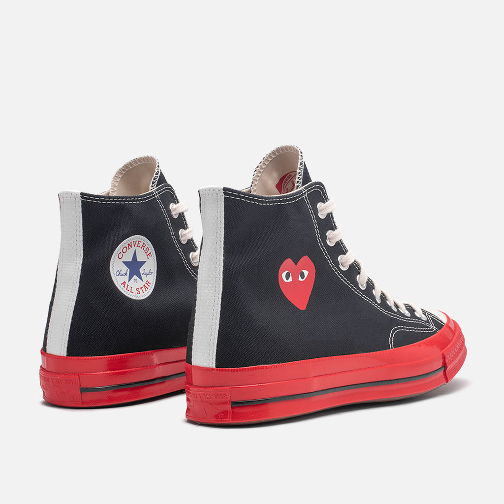 CDG PLAY X CONVERSE CHUCK 70 HIGH - BLACK / RED | lapstoneandhammer.com